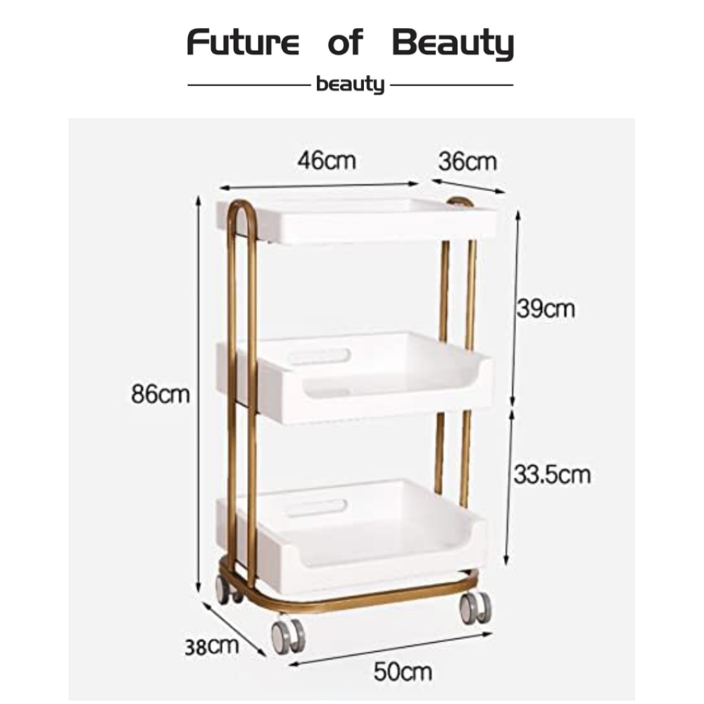 GOLD KOZMETIČKA KOLICA SA POLICAMA